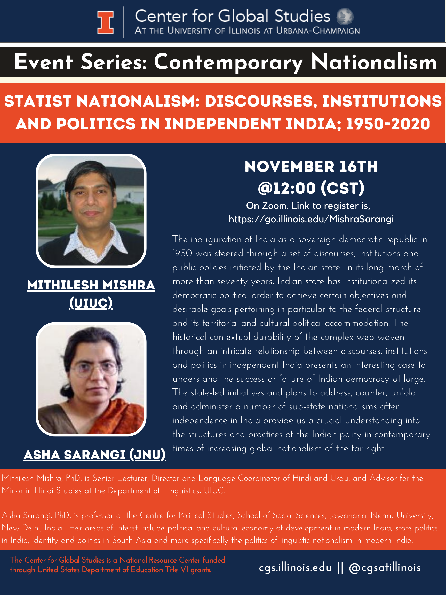 Mithilesh Mishra (UIUC) and Asha Sarangi (Jawaharlal Nehru University ...